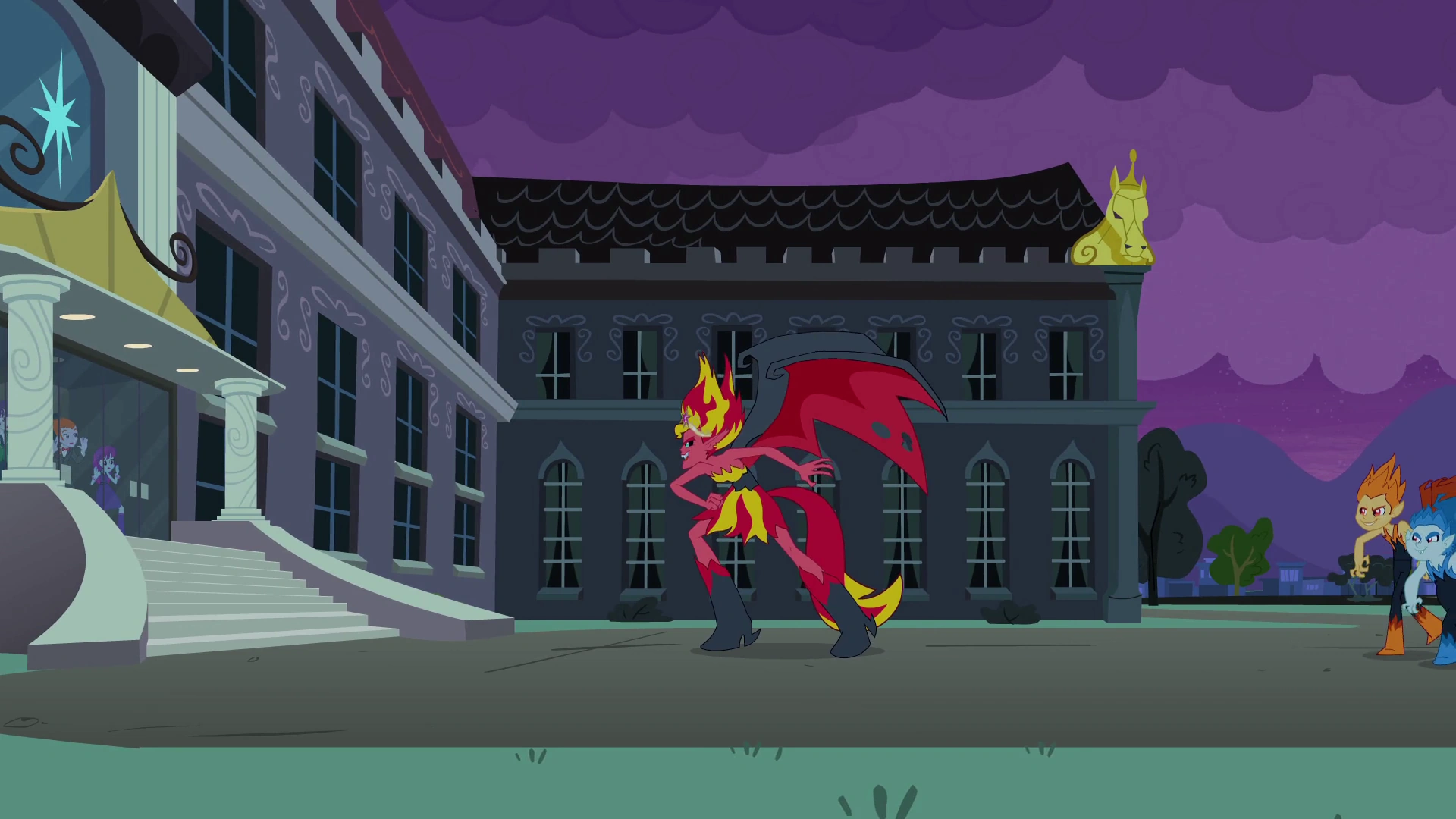 Image - Demon Sunset Shimmer in front of the school EG.png | My Little ...