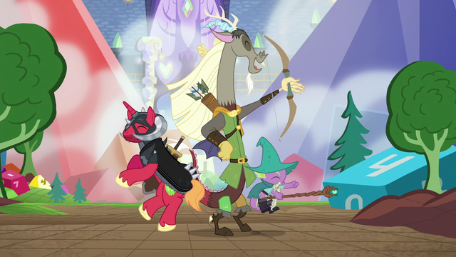 Image - Discord, Big Mac and Spike LARPing S6E17.png | My Little Pony ...