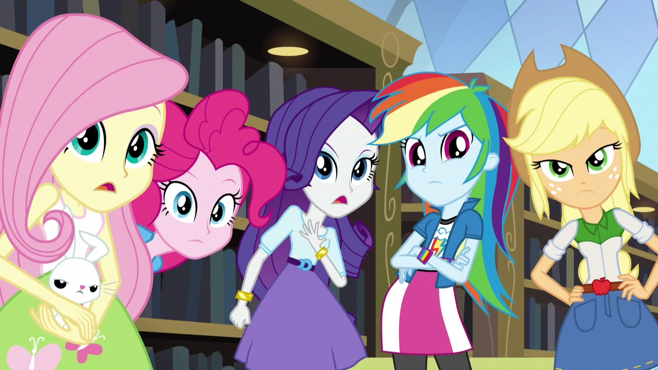 Image - Main five look at Sunset in shock EG3.png | My Little Pony ...