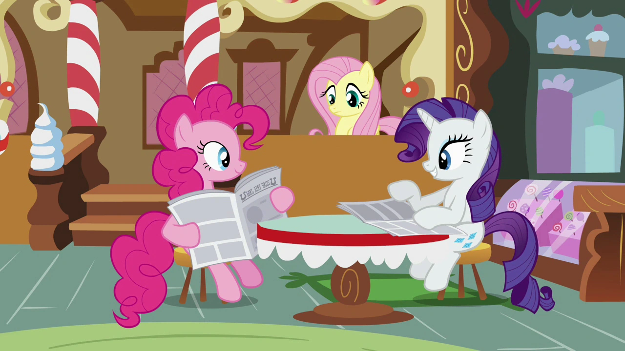Image - Pinkie Pie and Rarity reading newspapers S02E23.png | My Little ...