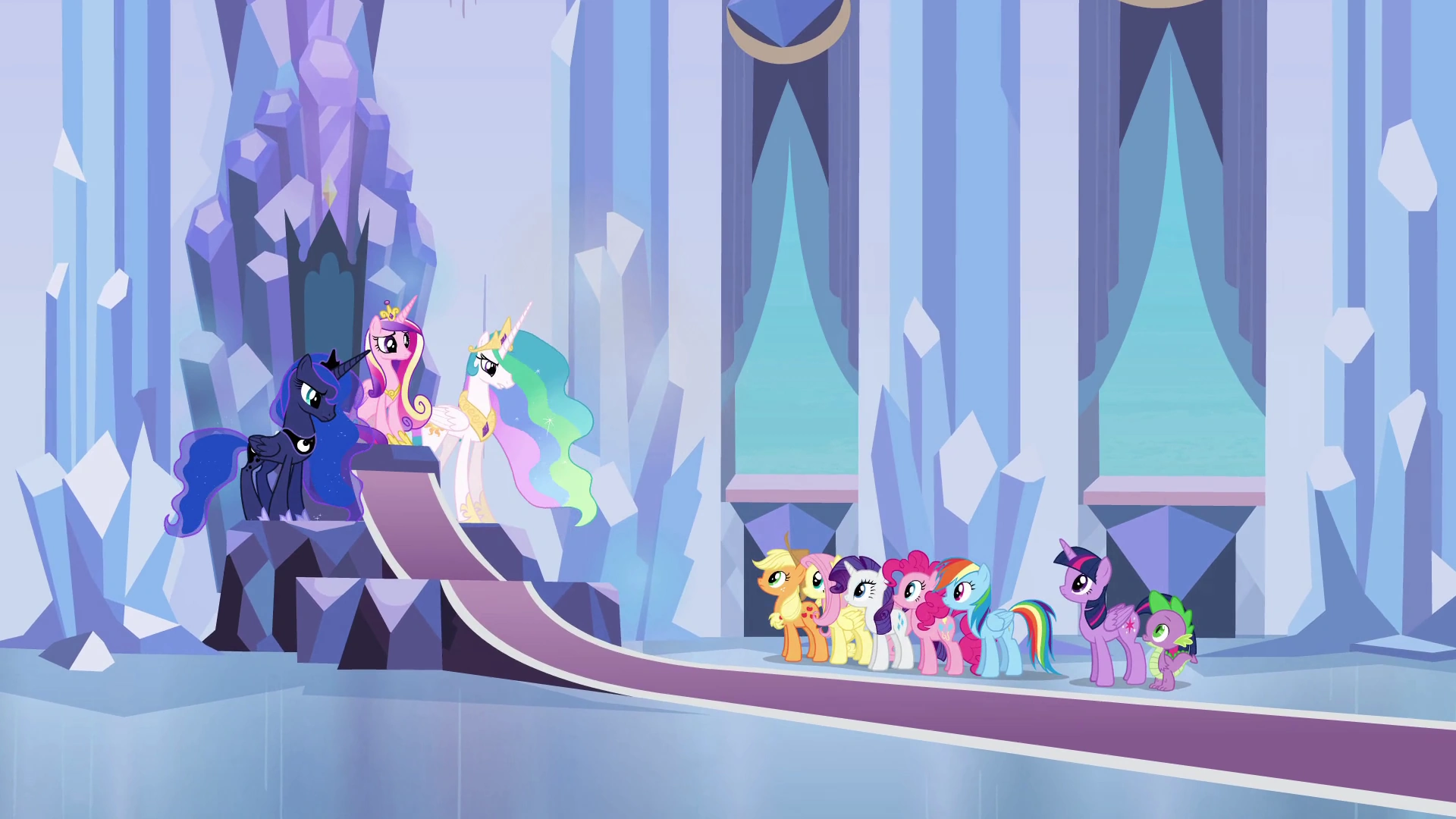 Image - Main 6 and princesses in throne room EG.png | My Little Pony ...