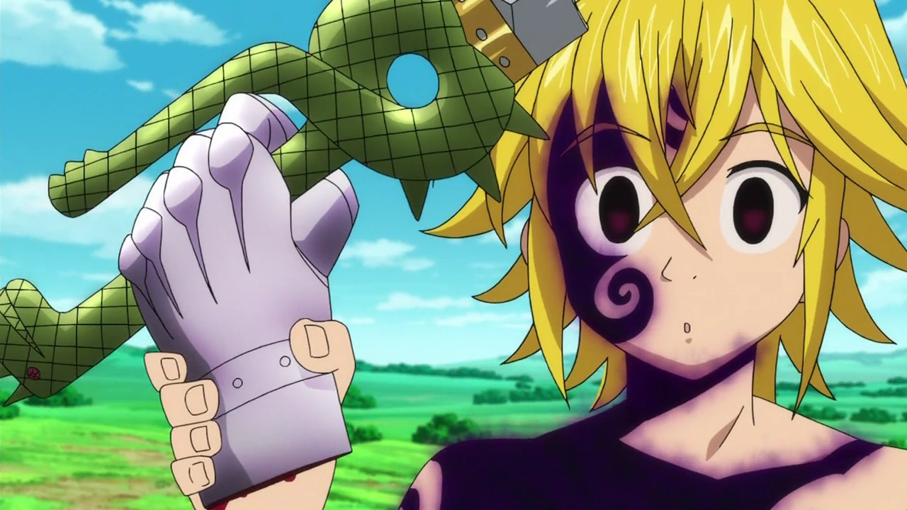 Image - Meliodas taking his sword back, along with Guila's hand.png ...