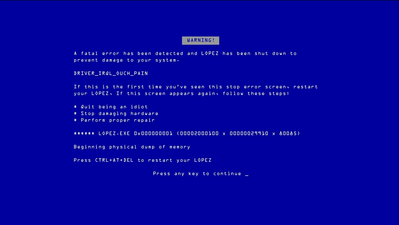 Image - Lopez's Blue Screen of Death.png | Red vs. Blue Wiki | FANDOM ...