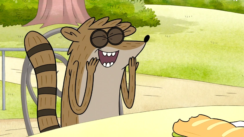 Image - S6E16.008 Rigby Imitating Seagull Crying.png | Regular Show ...