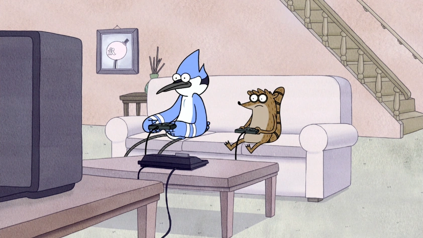 Image - S3E04.032 Mordecai and Rigby Playing Video Games.png | Regular ...