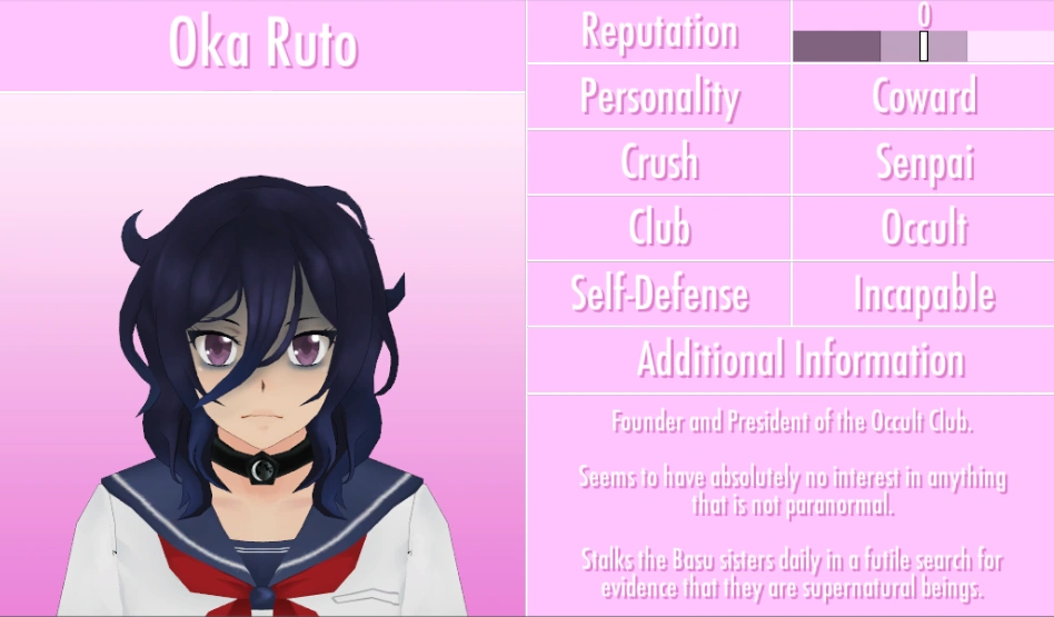 Image - 6-1-2016 Oka Ruto Profile.png | Yandere Simulator Wiki | FANDOM ...
